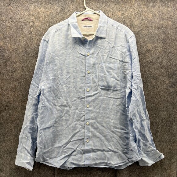 Tommy Bahama | Shirts | Tommy Bahamas Shirt Men Large Adult Blue Casual Button Down Preppy Linen ...